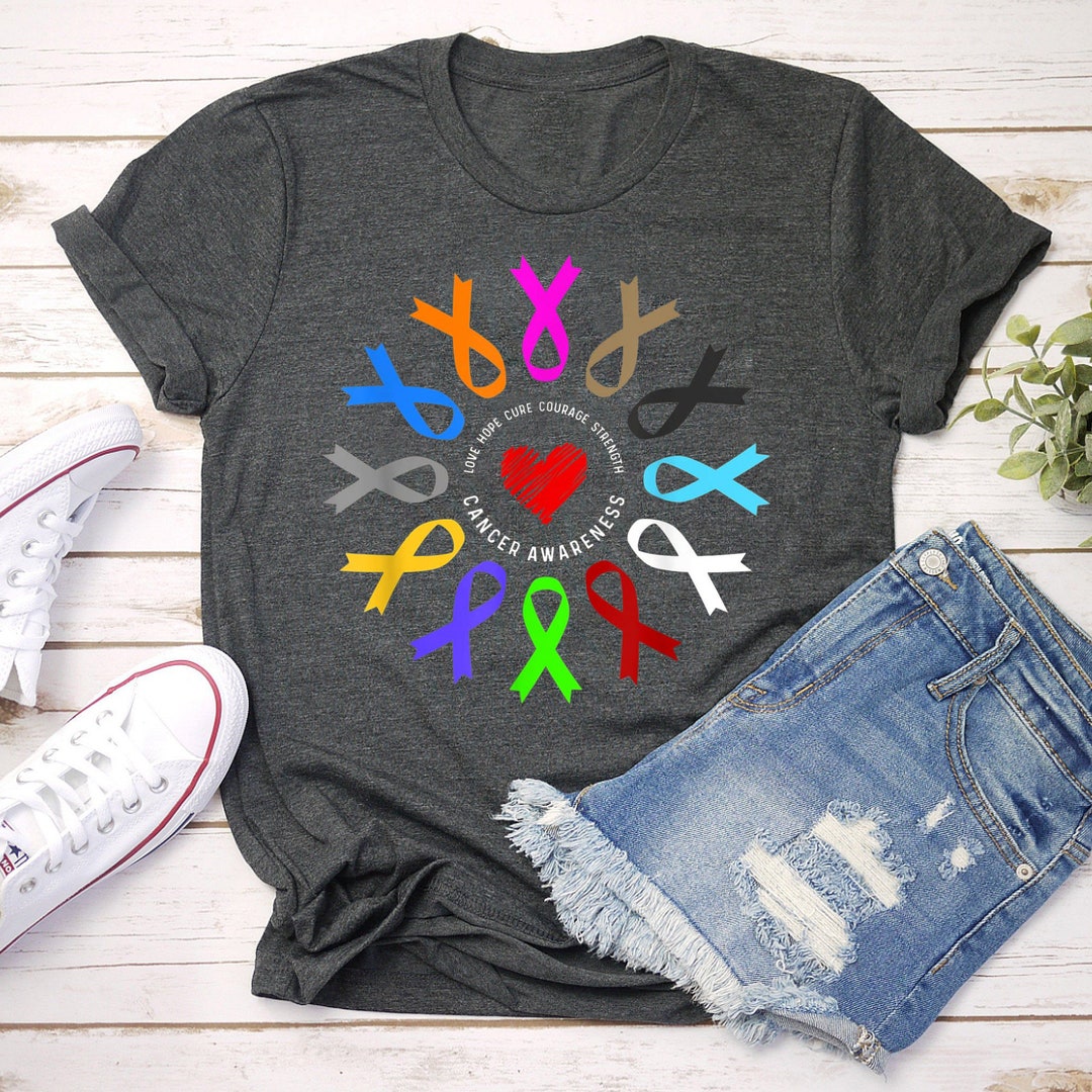 Cancer Awareness T-shirt, Fight Cancer in All Colors Shirt, Cancer ...