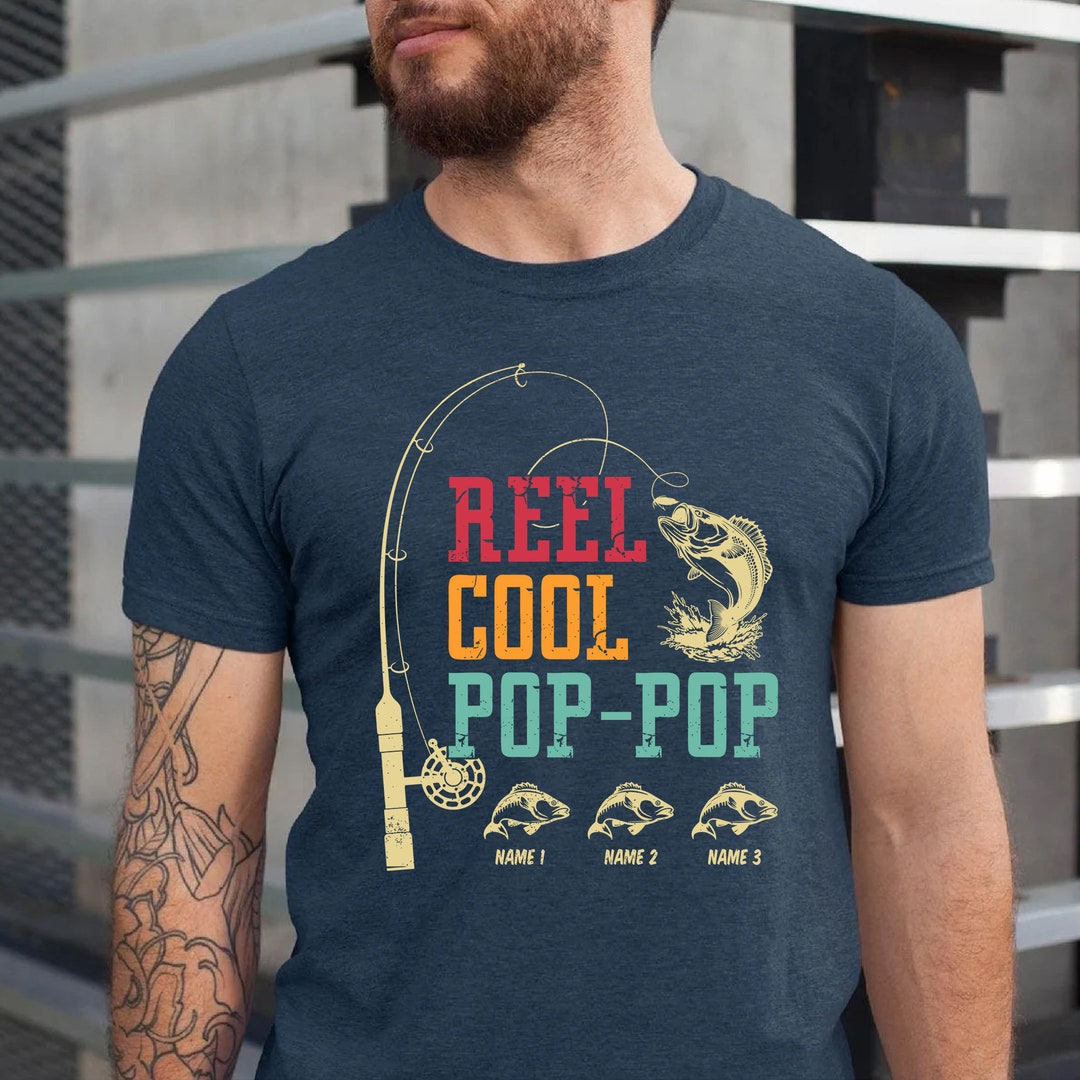 Reel Cool Pop Pop Funny Fishing Grandpa Shirt for Men, Grandpa Fishing ...