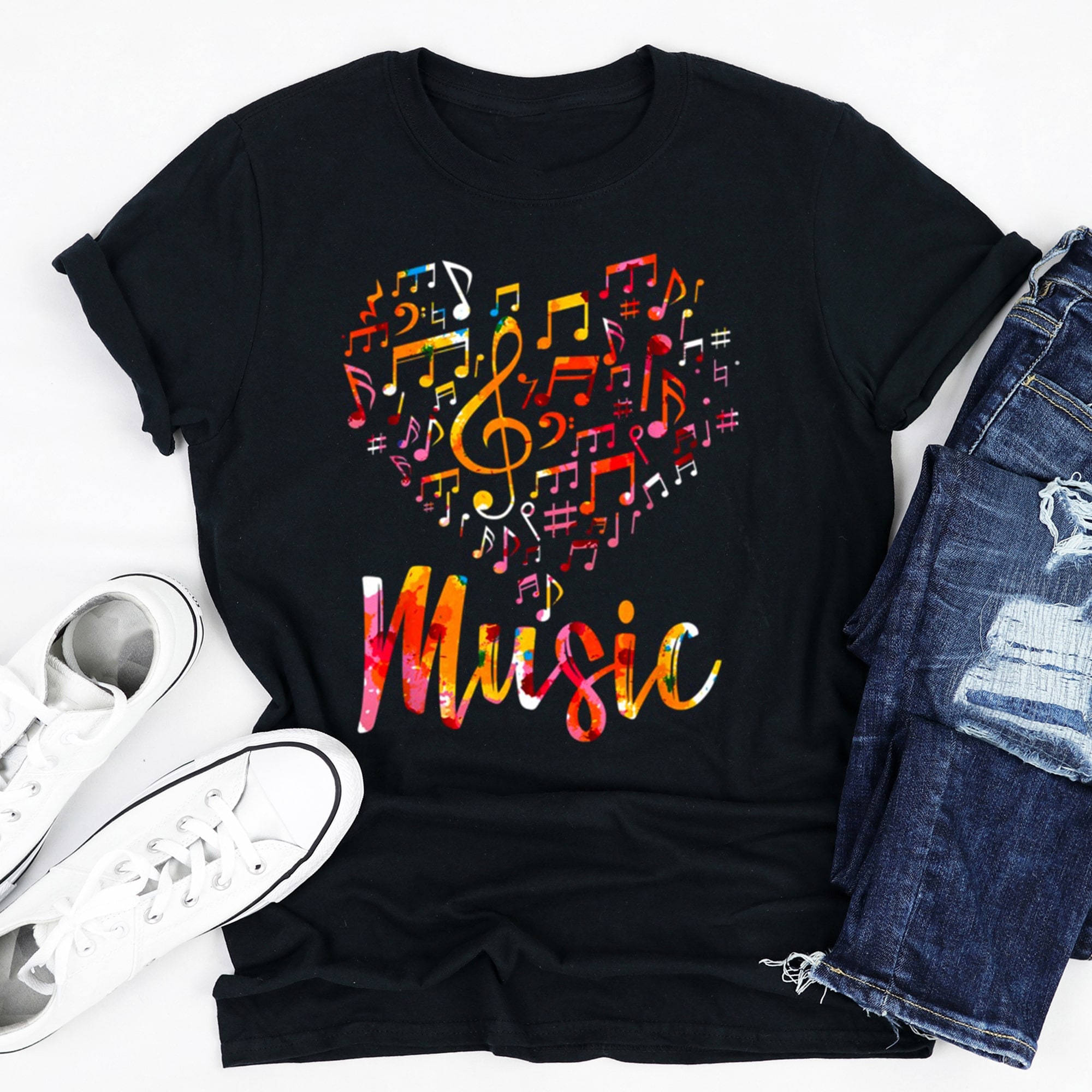 Music Notes Heart Shirt, Music Lover Shirt, Music Notes Shirt, Music ...