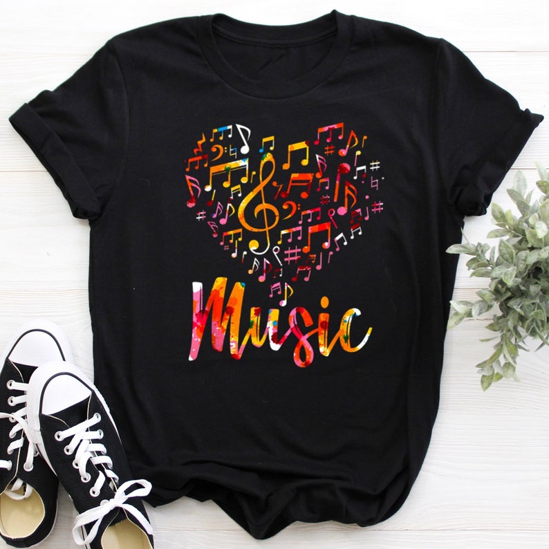 Music Notes Heart Shirt, Music Lover Shirt, Music Notes Shirt, Music ...
