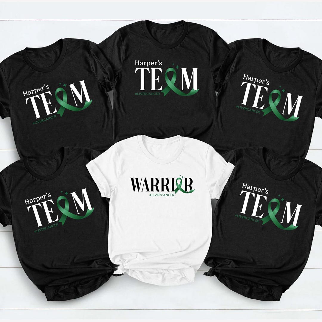 Liver Cancer Team Shirts, Matching Family Support Squad Tees, Green ...