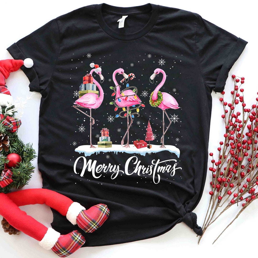 Merry Christmas Flamingo T-shirt, Cute Flamingo Christmas Shirt ...