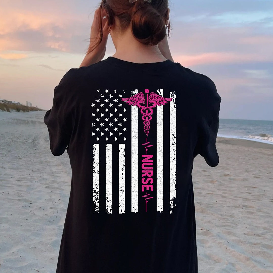 Cute Nurse American Flag Tshirt, US Flag Nurse Shirt, Nurse T Shirt ...