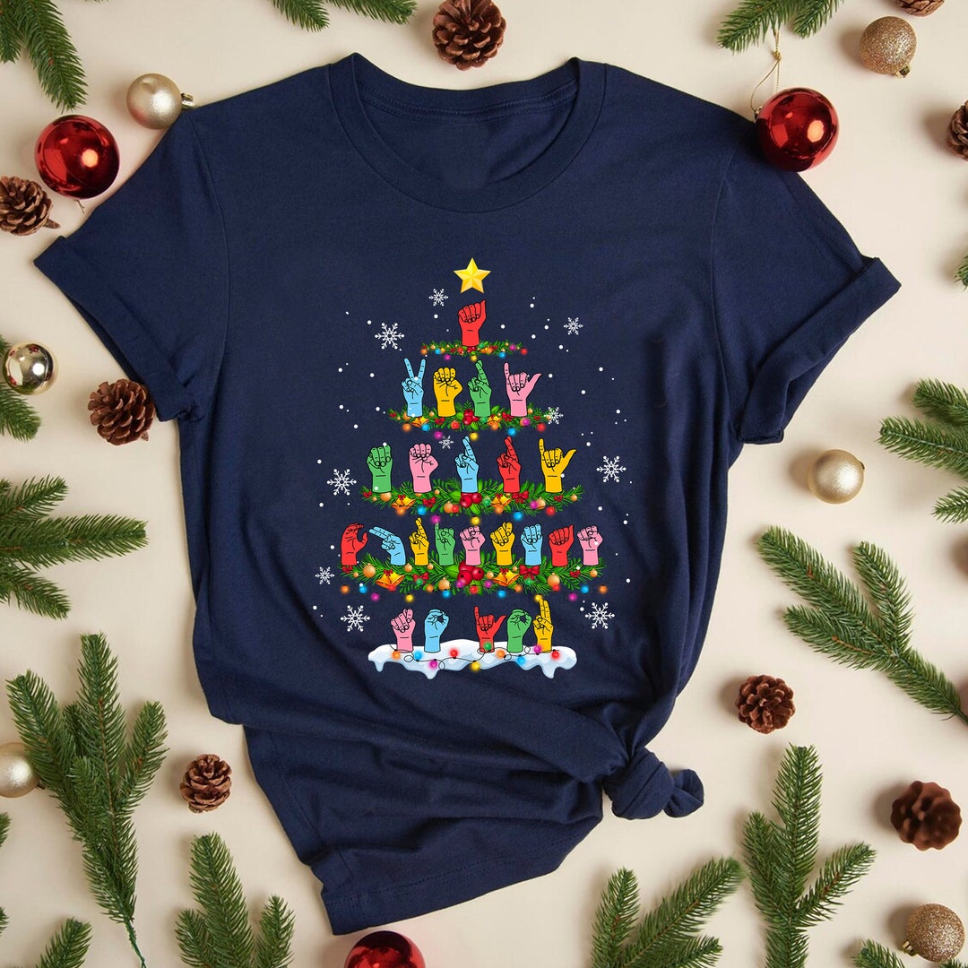 Merry Christmas to You ASL T-shirt, Funny ASL Tree Sign Language Xmas ...