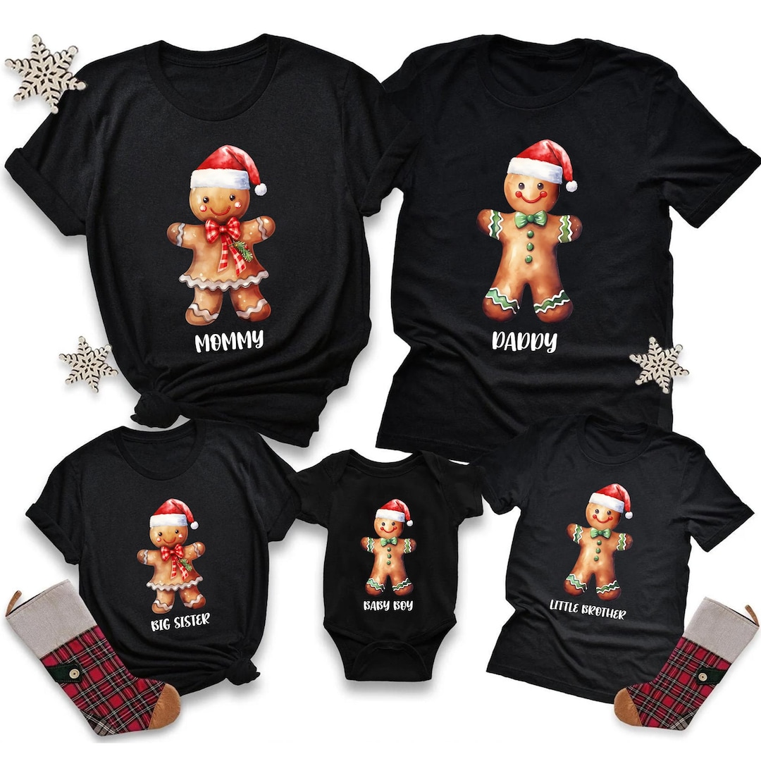 Custom Gingerbread Family Christmas Shirt, Matching Family Christmas ...
