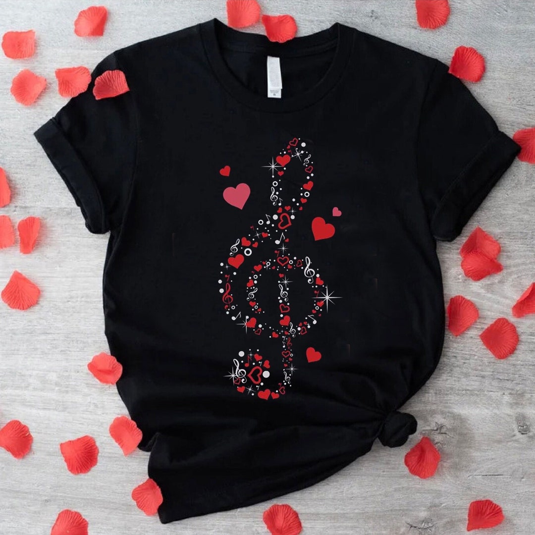 Music Notes Valentines Day Shirt, Music Note Shirt, Cute Valentines ...