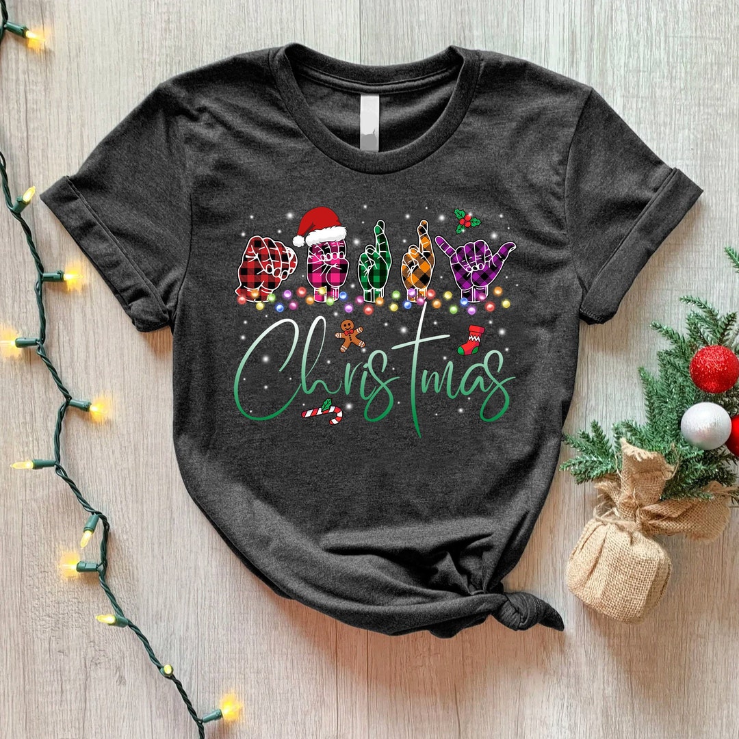 ASL Christmas Buffalo Plaid Shirt, ASL Christmas Shirt, Sign Language ...