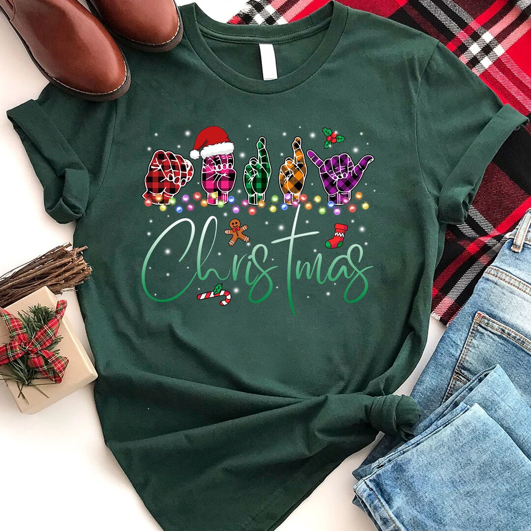 ASL Christmas Buffalo Plaid Shirt, ASL Christmas Shirt, Sign Language ...
