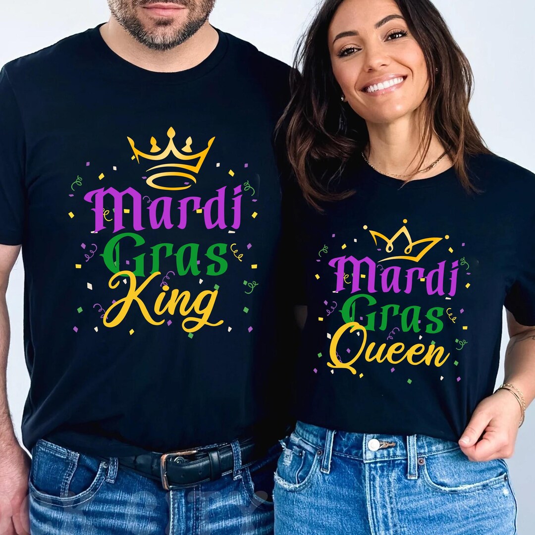 Mardi Gras King & Queen Couple Shirts, Mardi Gras Sweater for Couple ...