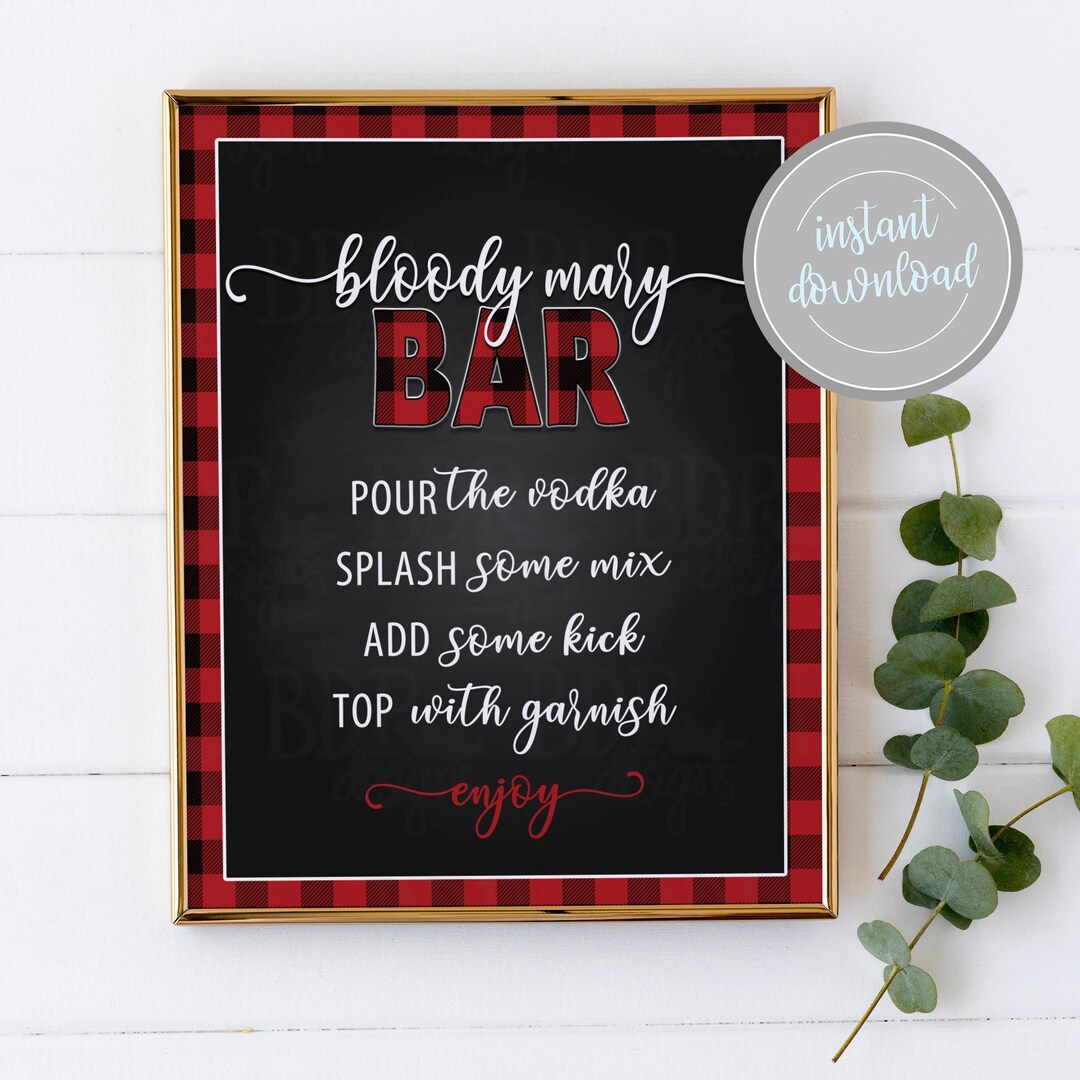 Bloody Mary Bar Sign, Bloody Mary Sign, Flannel Fling, Flannel Fling ...
