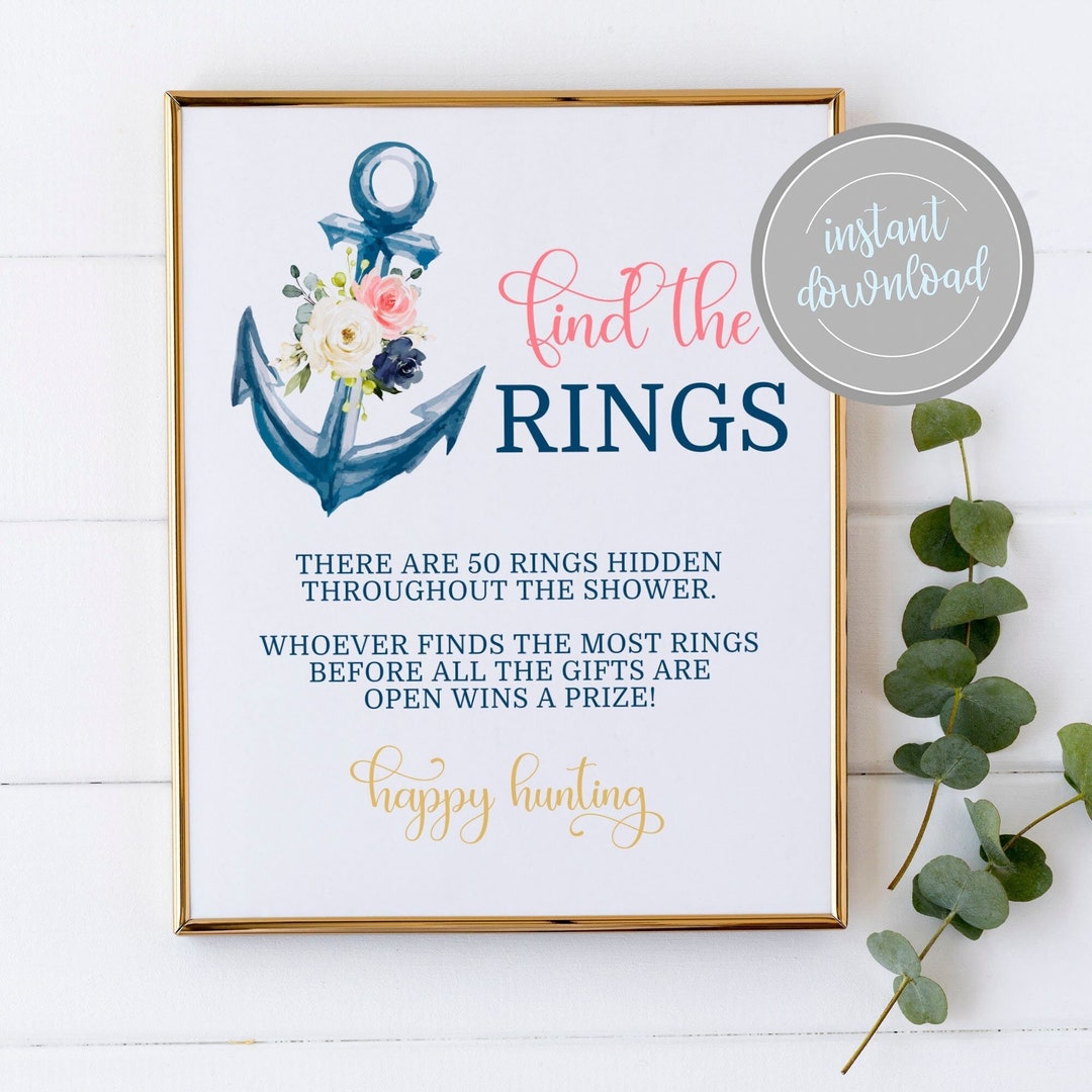 Nautical Find the Rings Bridal Shower Game (digital Download) - Etsy
