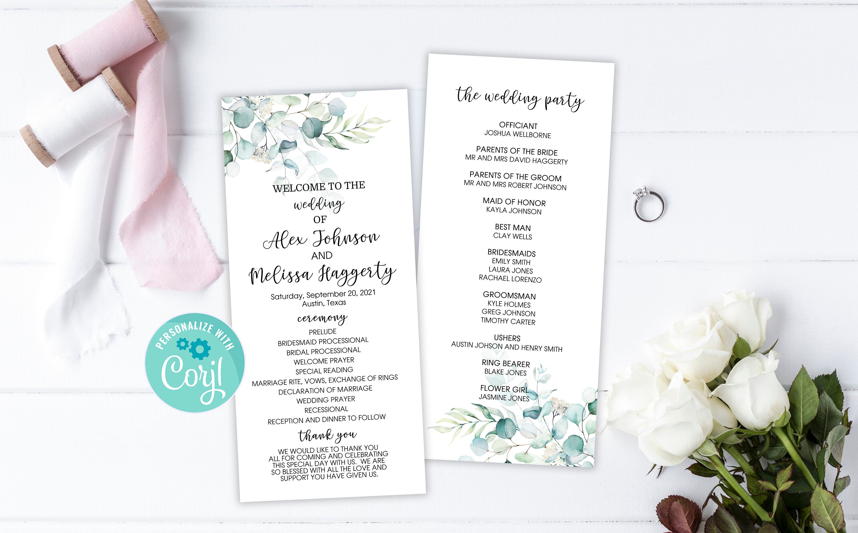 Wedding Program Template Floral Wedding Program Template - Etsy