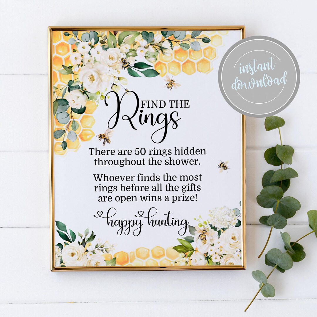 Find the Rings Game Sign: Bee Bridal Shower, Bachelorette Party (PDF ...