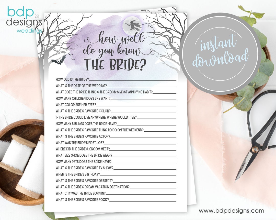 Witch Bridal Shower Game: Halloween Bride, She Found Her Boo (printable ...