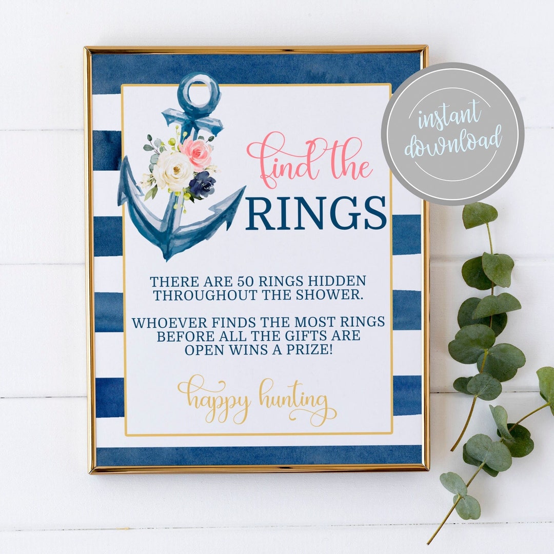 Find the Rings Game, Nautical Bridal Shower Tying the Knot Anchored in ...