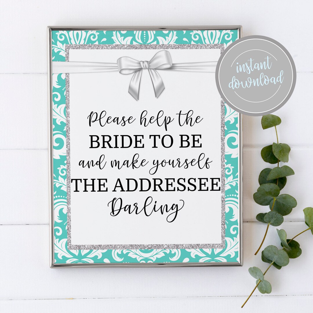 Bridal Shower Addressee Sign Make Yourself the Addressee - Etsy