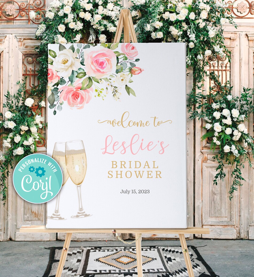 Petals and Prosecco Welcome Sign, Editable Champagne Petals and ...