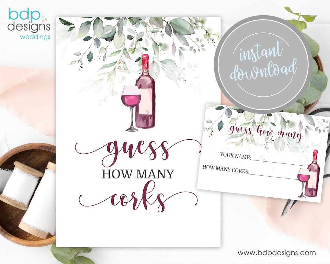 Guess How Many Corks Sign: Vino Before Vows Bridal Shower Game (instant ...