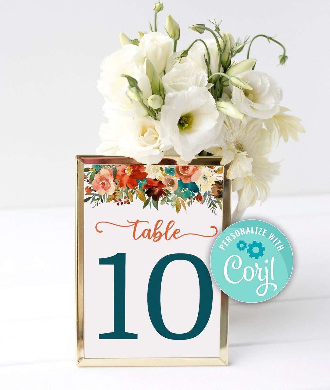 Floral Wedding Table Numbers, Wedding Table Numbers Template, Wedding ...