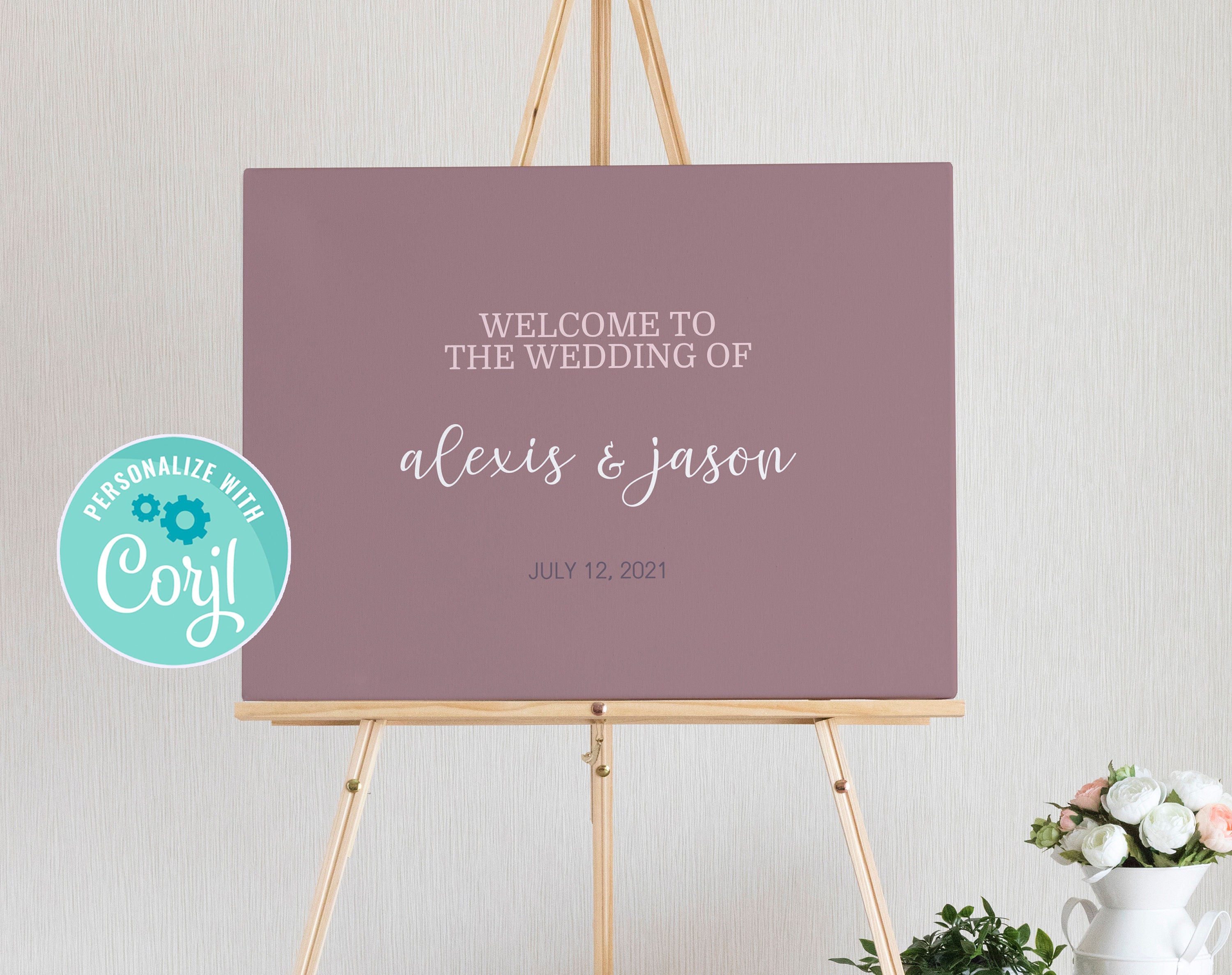 Mauve Welcome Wedding Sign Wedding Welcome Sign Wedding | Etsy