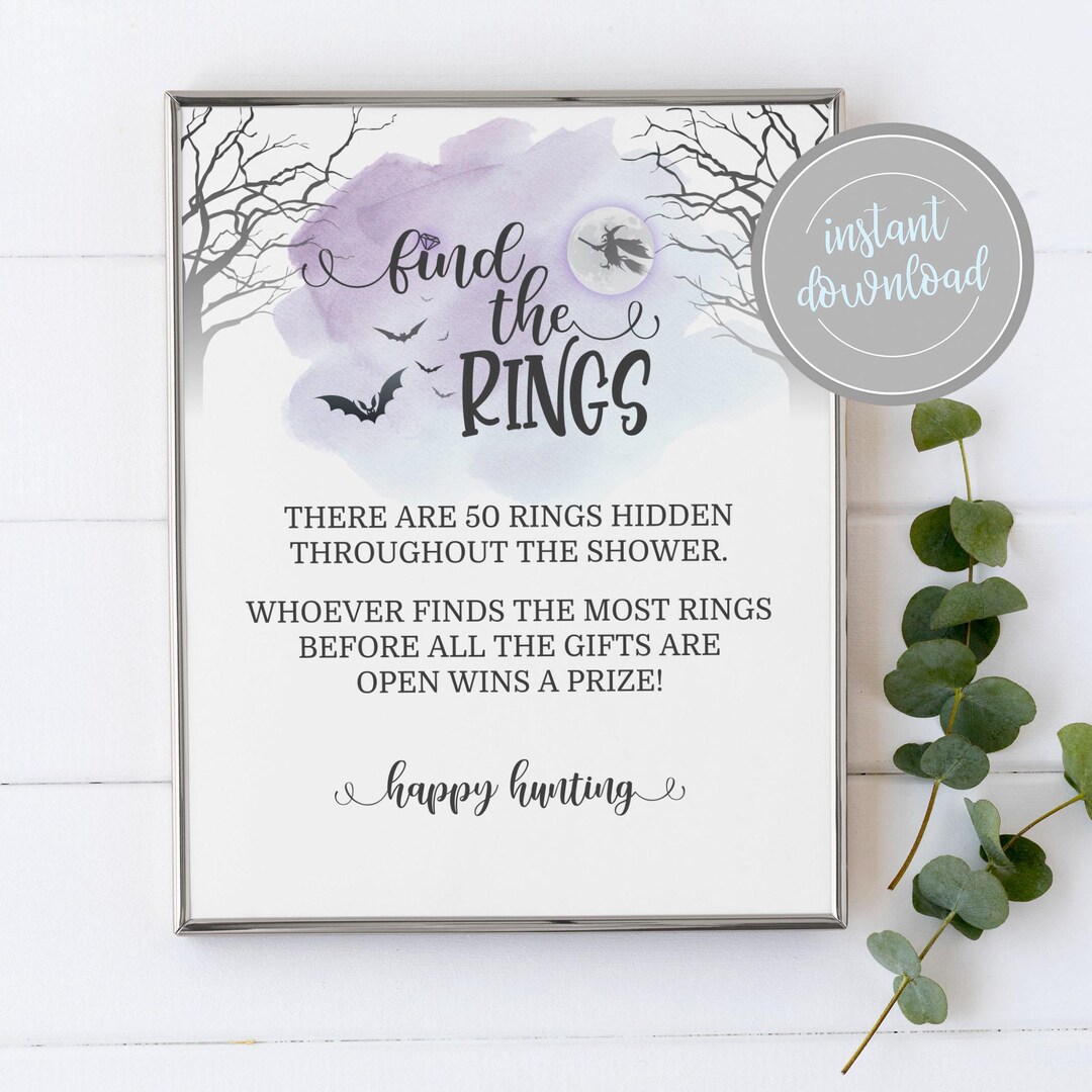 Halloween Find the Rings Game Sign: Witch Bridal Shower (printable ...
