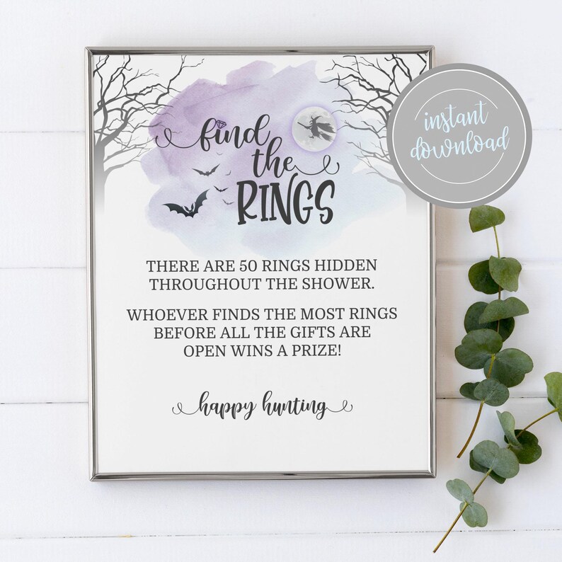 Halloween Find the Rings Game Sign: Witch Bridal Shower (printable ...