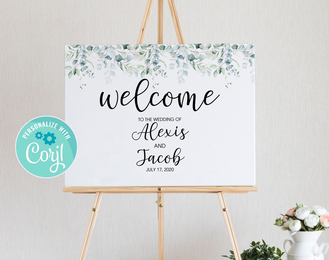 Eucalyptus Welcome Wedding Sign Wedding Welcome Sign Wedding - Etsy