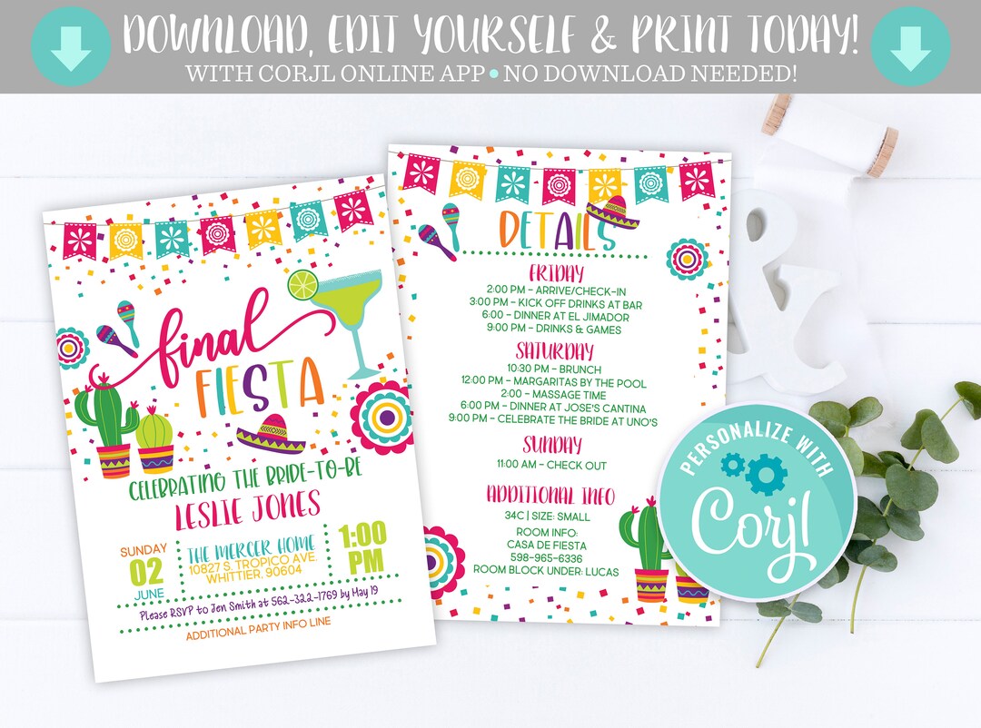Final Fiesta Bachelorette Party Invitation Final Fiesta - Etsy