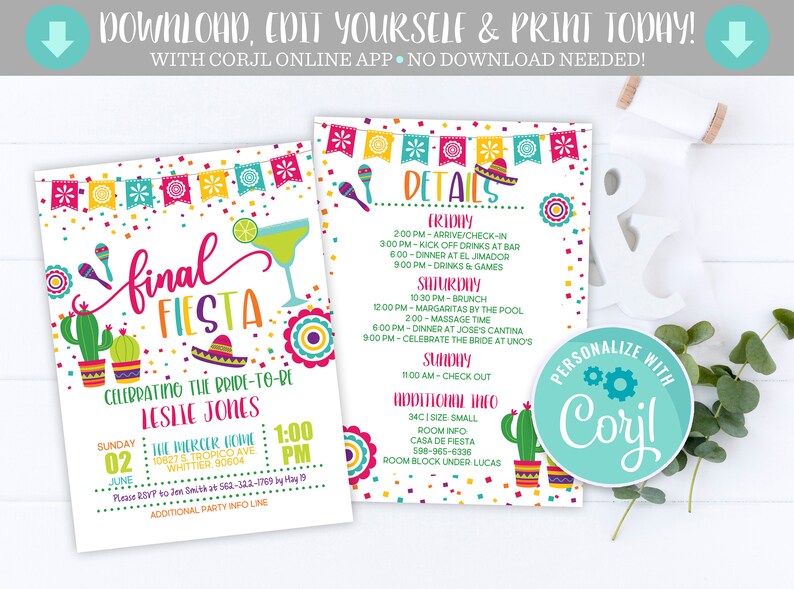 Final Fiesta Bachelorette Party Invitation Final Fiesta - Etsy Canada