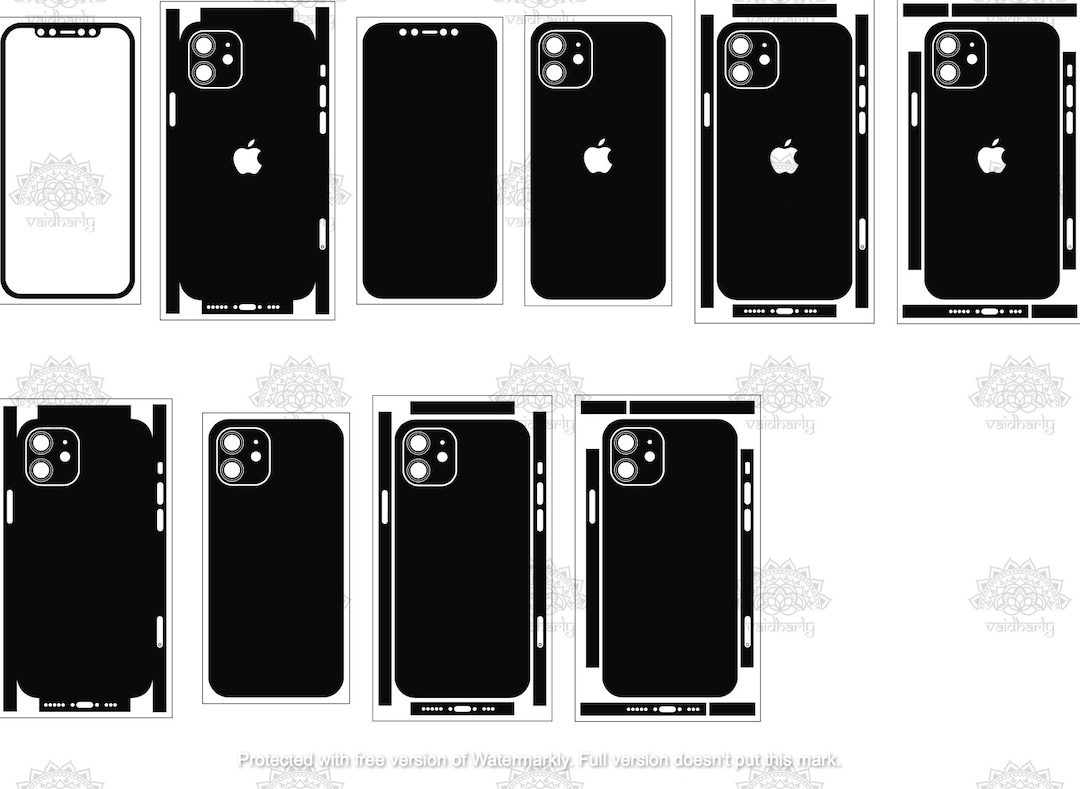 Apple iPhone 12 Hd Quality - Full Wrap Skin Cutting Template Dxf, SVG ...
