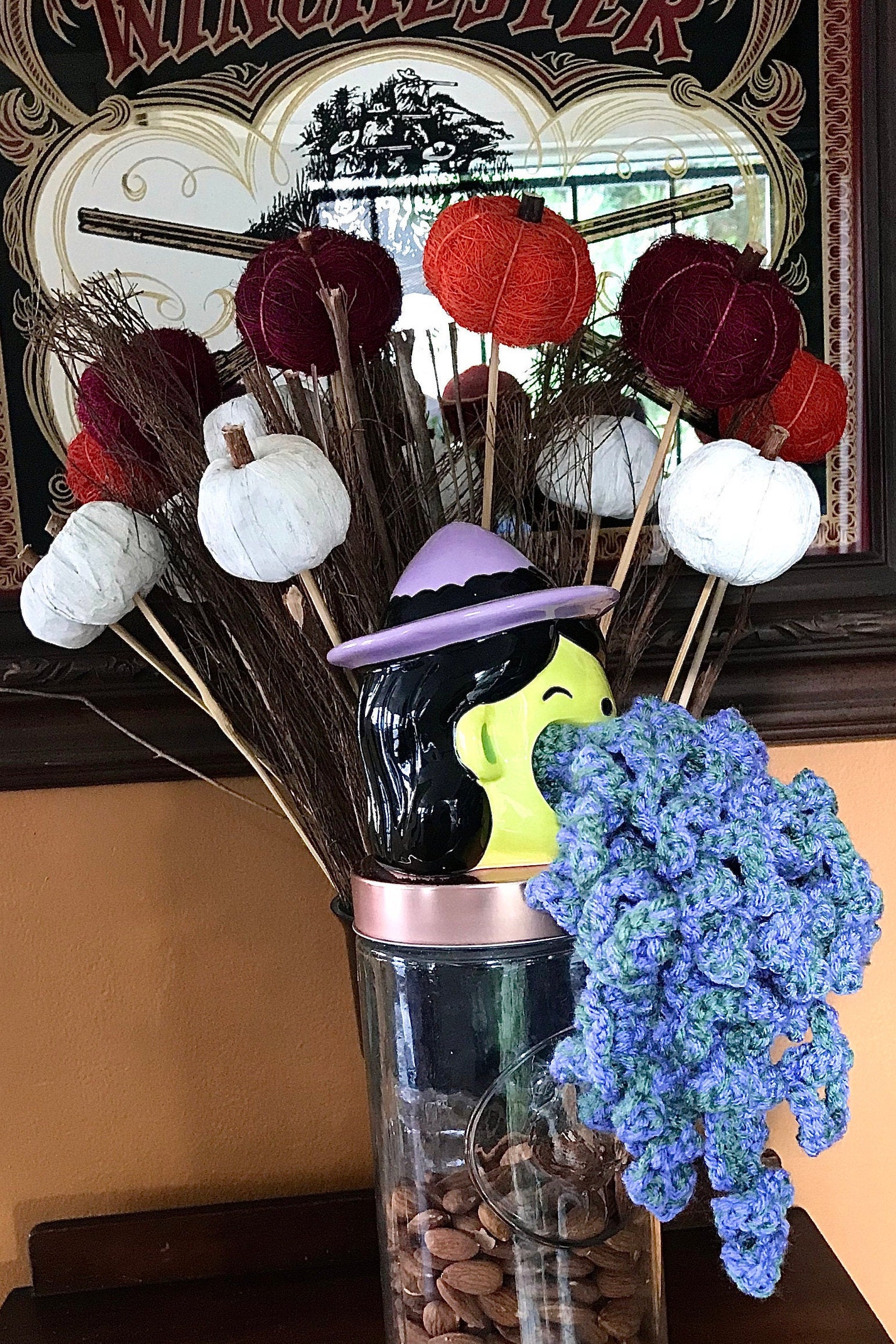 Crocheted succulent in ceramic witch vase. - bostonlegacyfoundation.org