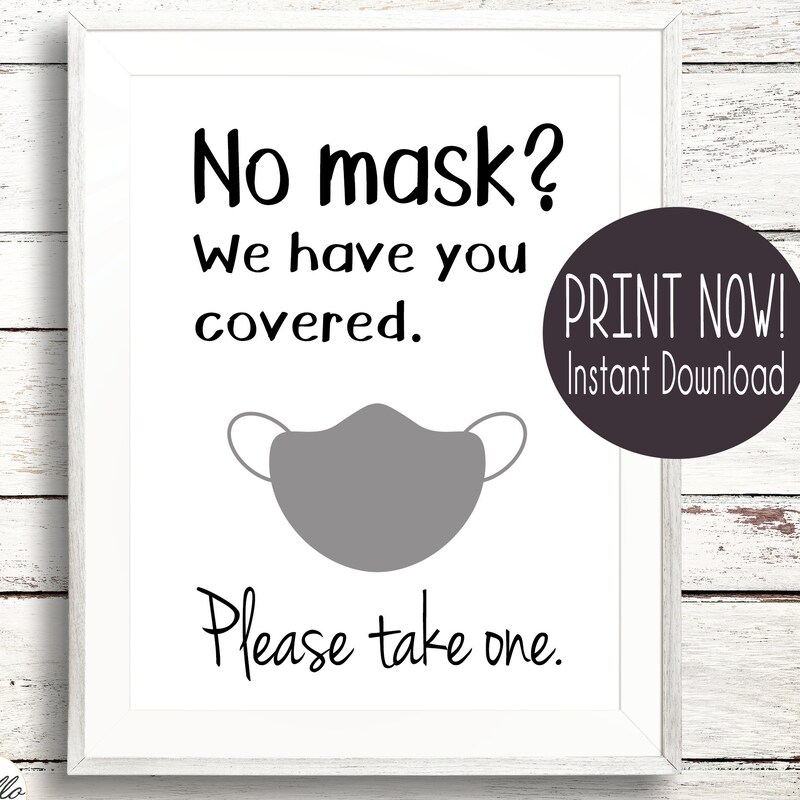 Take a Mask Sign Instant PDF Download Restaurant Business Salon Social ...