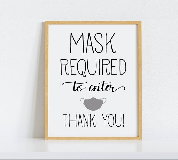 Masks Required Sign Instant PDF Download Restaurant Business | Etsy