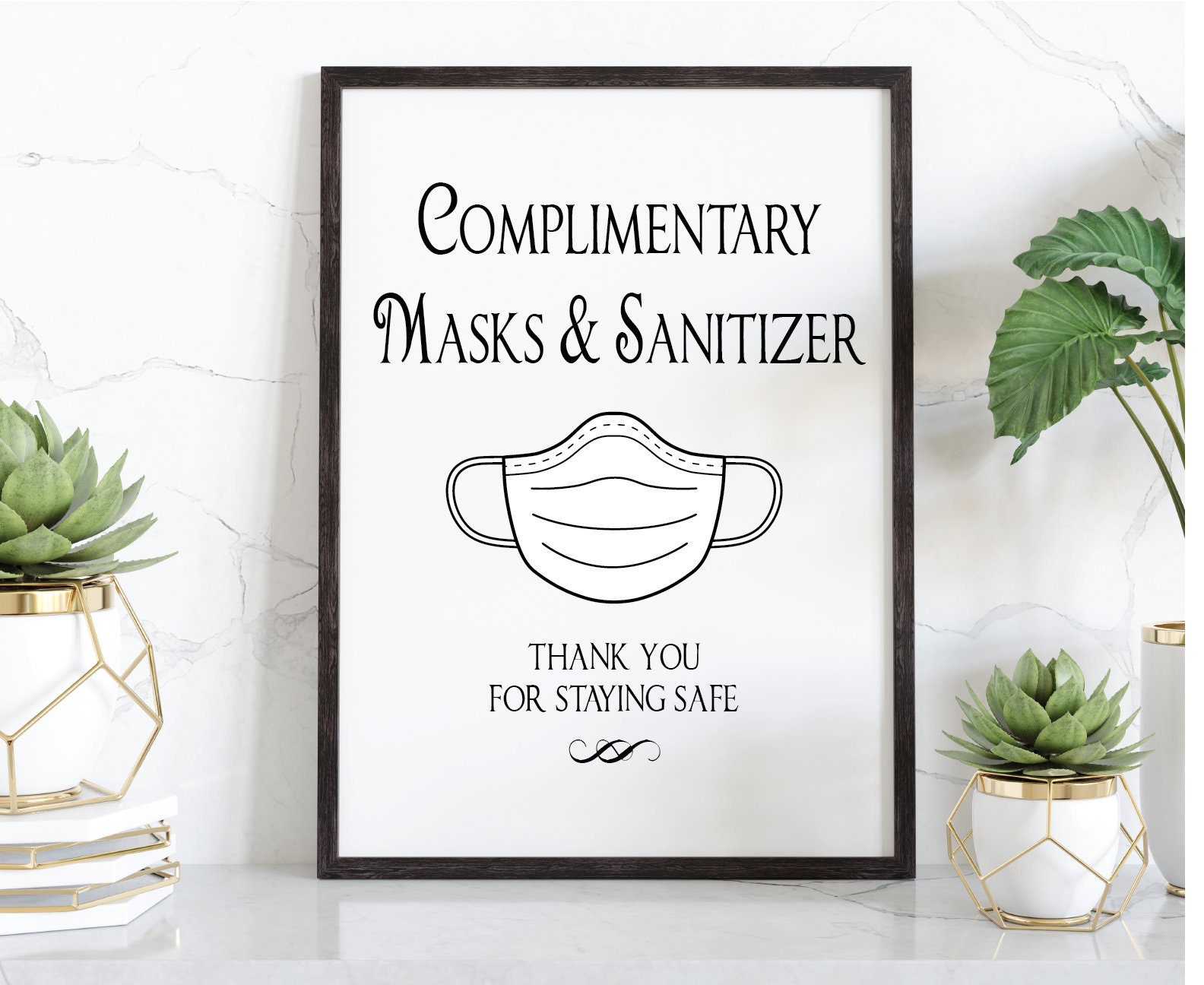 Complimentary Sanitizer and Masks Sign Instant PDF Download Restaurant ...