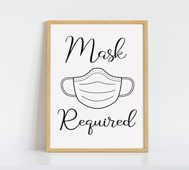 Mask Required Sign Instant PDF Download Restaurant Business Salon ...