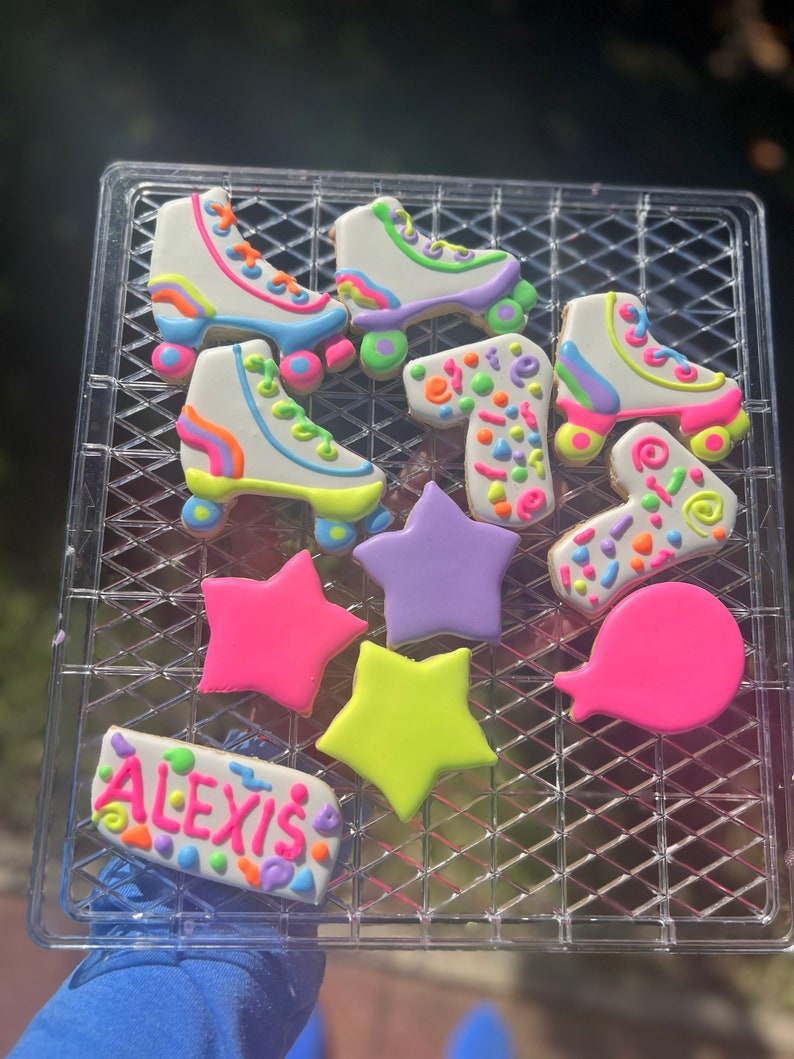 Glow Party/ Neon Rollerskate Sugar Cookies - Etsy
