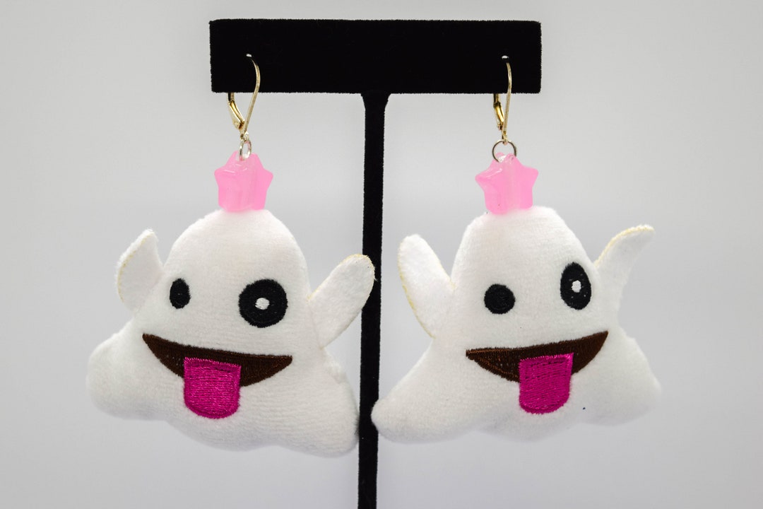 Kawaii Ghost Emoji Plush Earrings - Etsy