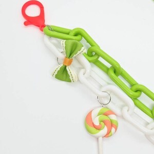 Kawaii Chain, Layered White & Lime Green Plastic Chunky Chain With ...