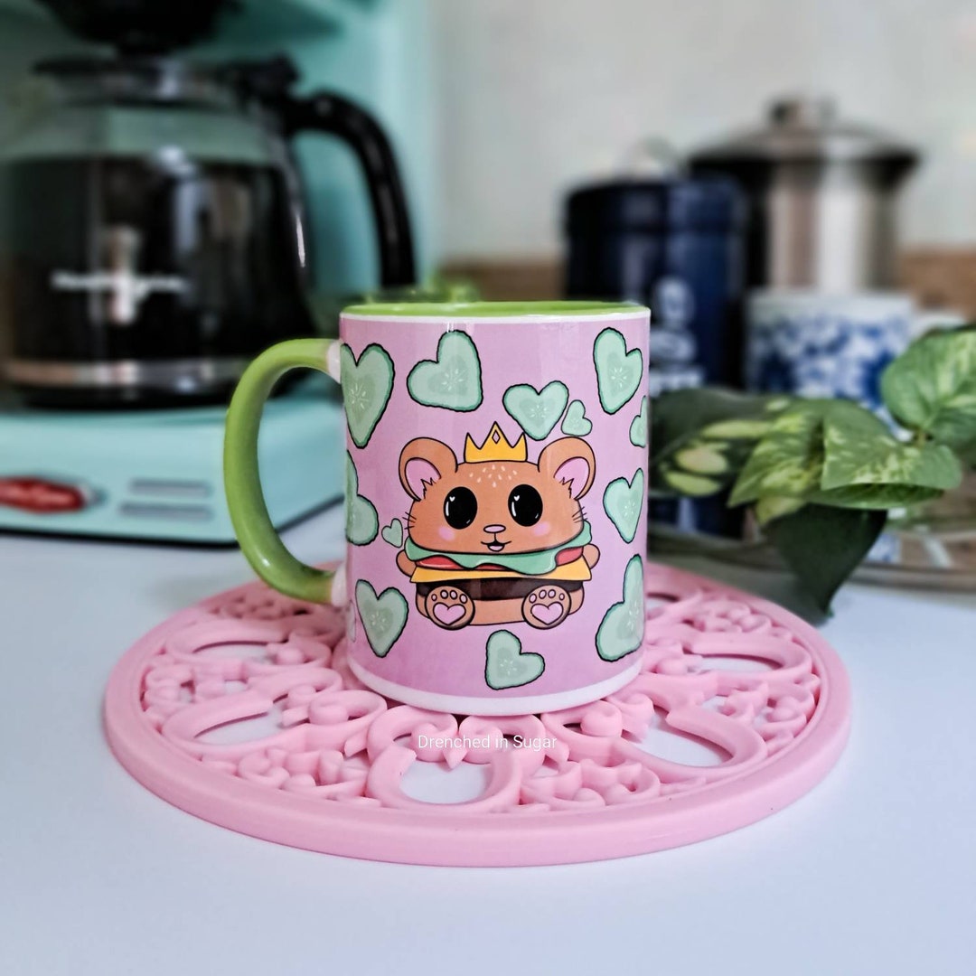 Kawaii Hamburger Hamster Mug, 11 Oz Ceramic Mug, Cute Hamburger Junk ...