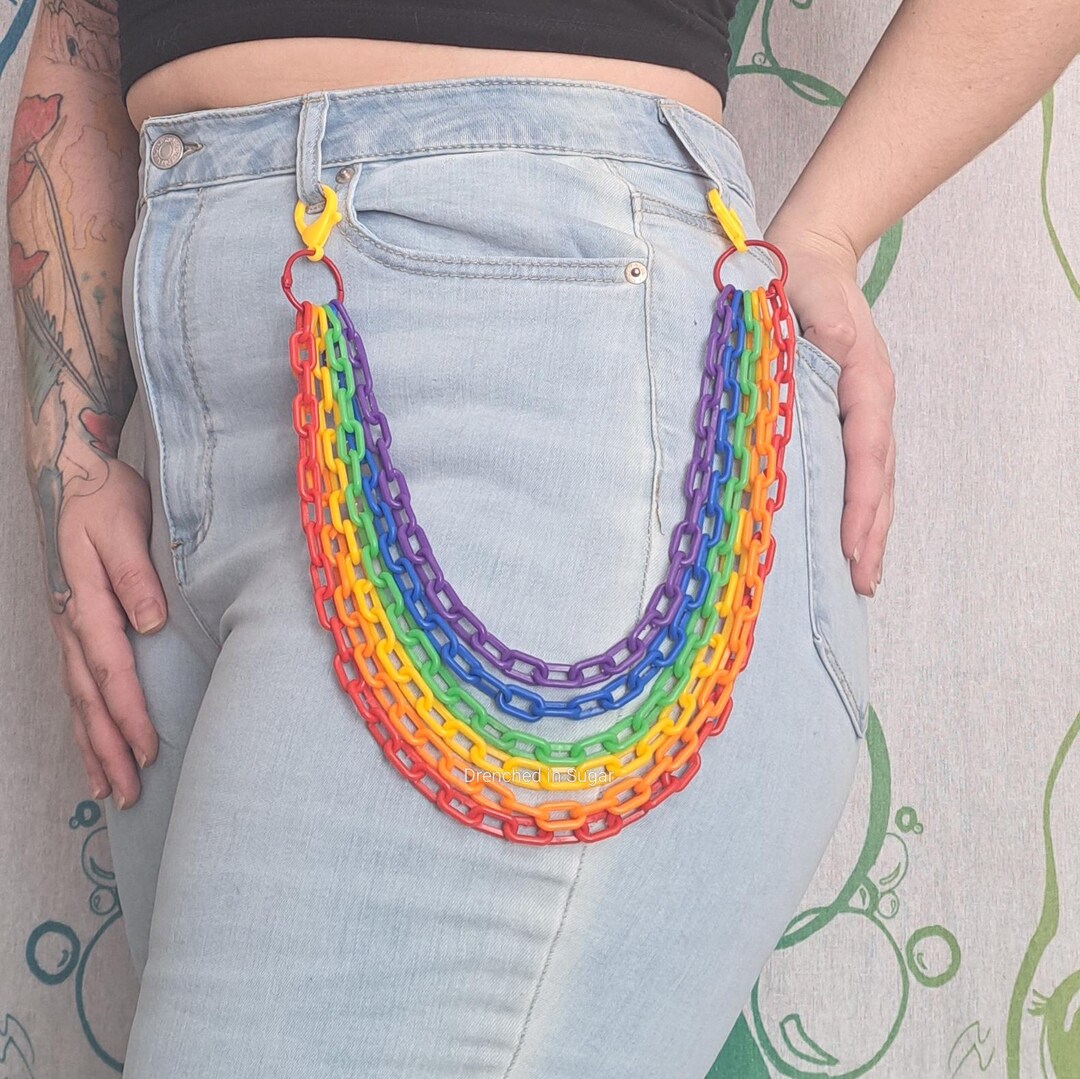 Colorful Layered Clip-on Chain, Cute Wallet Chain, Rainbow Pride Color ...