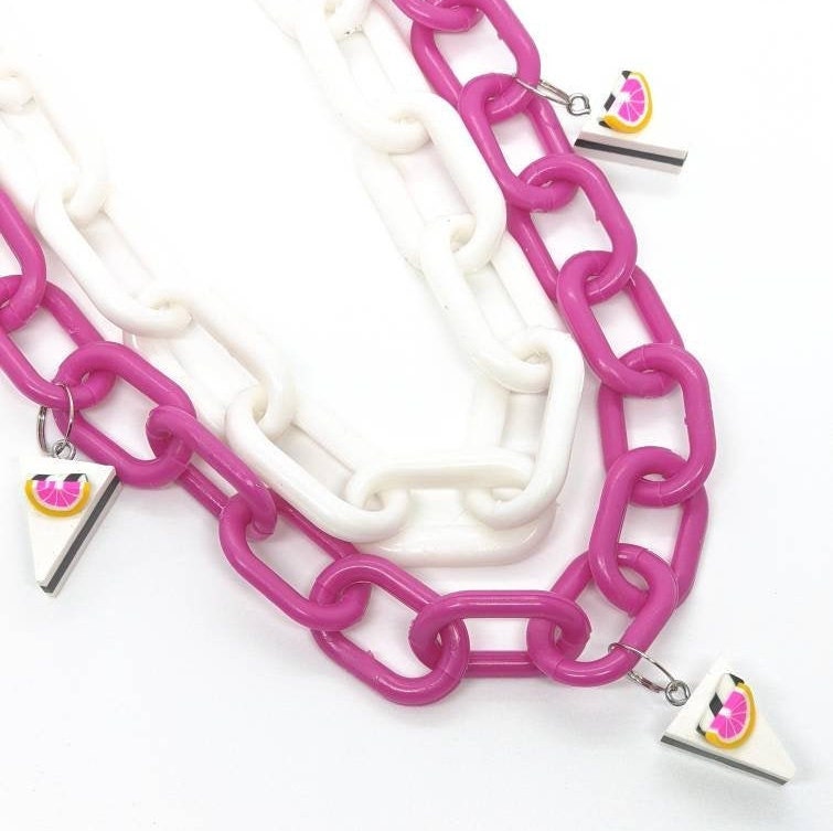 Kawaii Colorful Layered Plastic Chunky Chains, Cakes & Bows Charm Chain ...