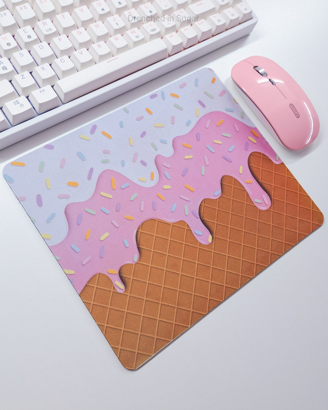 Kawaii Sprinkles Ice Cream Cone Mousepad, Kawaii Mousepad, Cute Ice ...