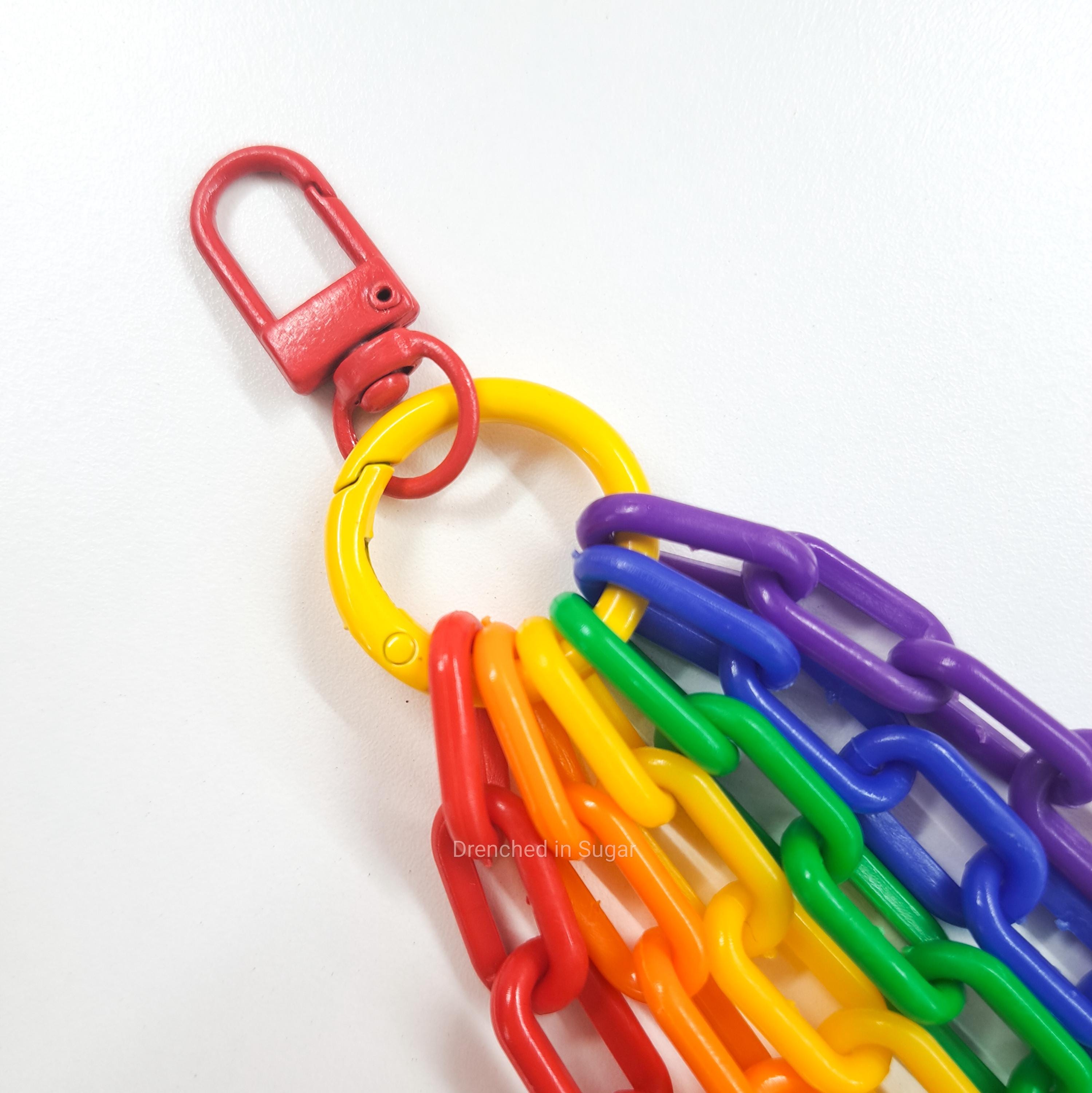 Colorful Rainbow Plastic Layered Clip-on Chains, Kawaii Wallet Chain ...