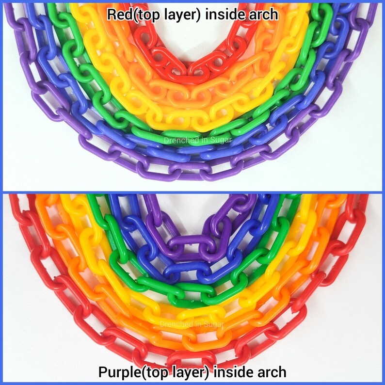 Colorful Rainbow Plastic Layered Clip-on Chains, Kawaii Wallet Chain ...