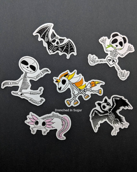 Cute Skeleton Animals Vinyl Stickers Boney Babies Kawaii - Etsy