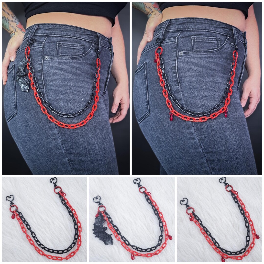 Black Heart Blood Drip Bat Layered Clip-on Chain, Cute Halloween ...