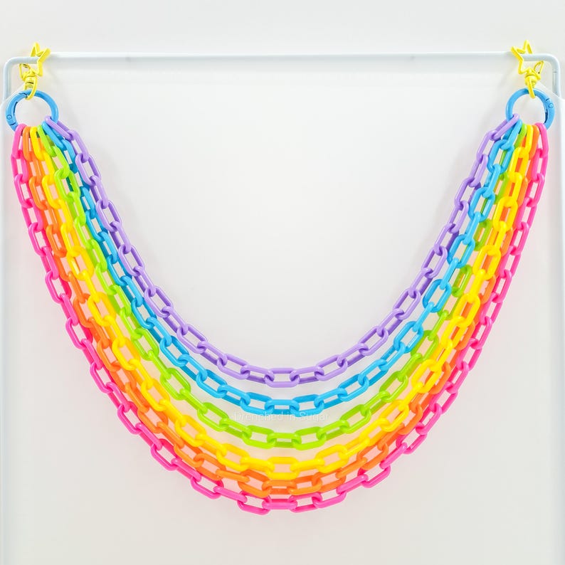 Kawaii Neon Rainbow Plastic Layered Clip-on Chain, Colorful Wallet ...