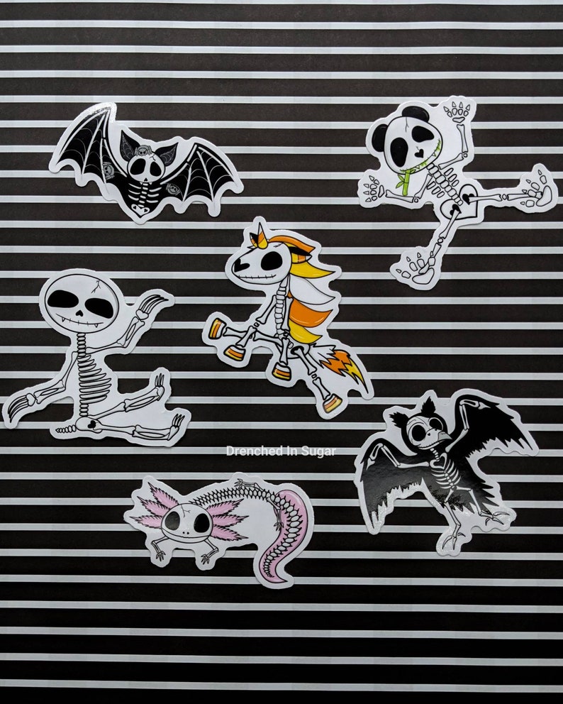 Cute Skeleton Animals Vinyl Stickers Boney Babies Kawaii - Etsy