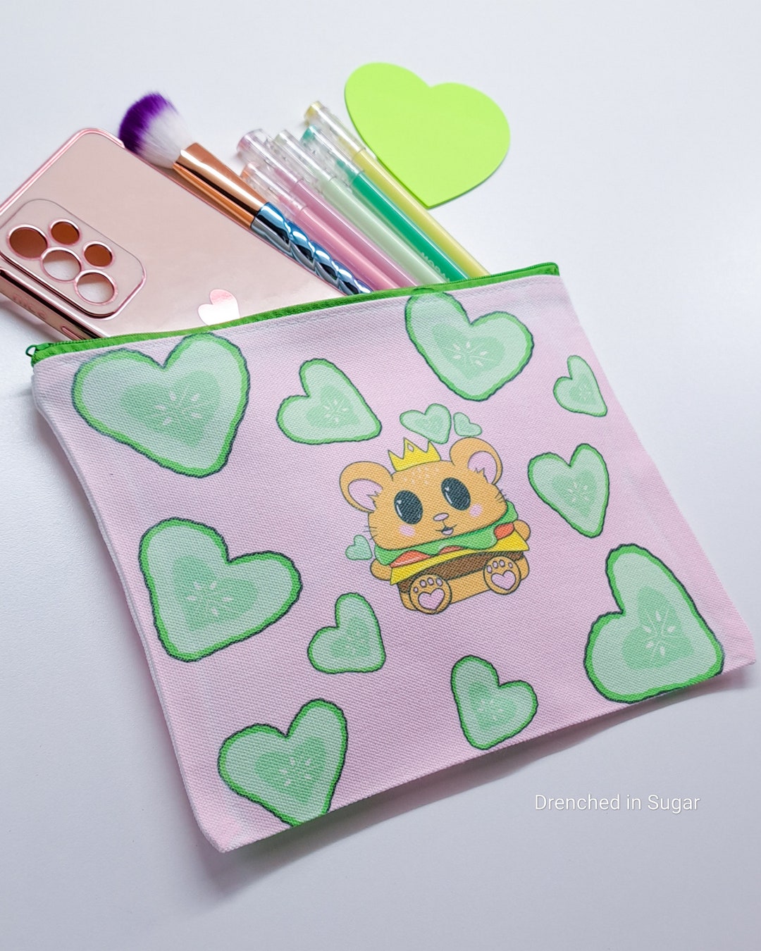 Kawaii Hamburger Hamster Zipper Pouch Make-up Bag, Kawaii Travel Bag ...