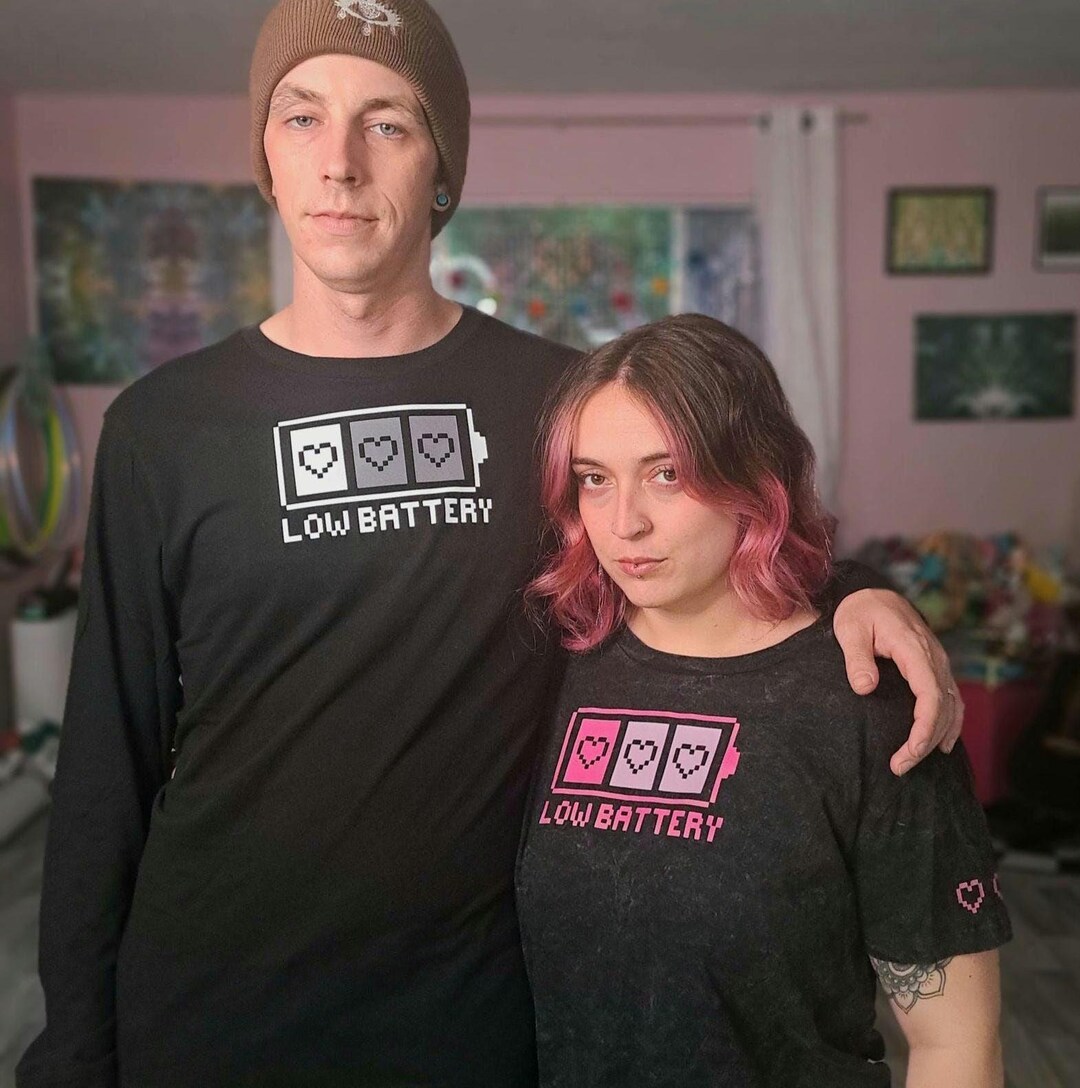 Cute Pixelated Low Battery Shirt, Short Sleeve "low Battery", Low ...